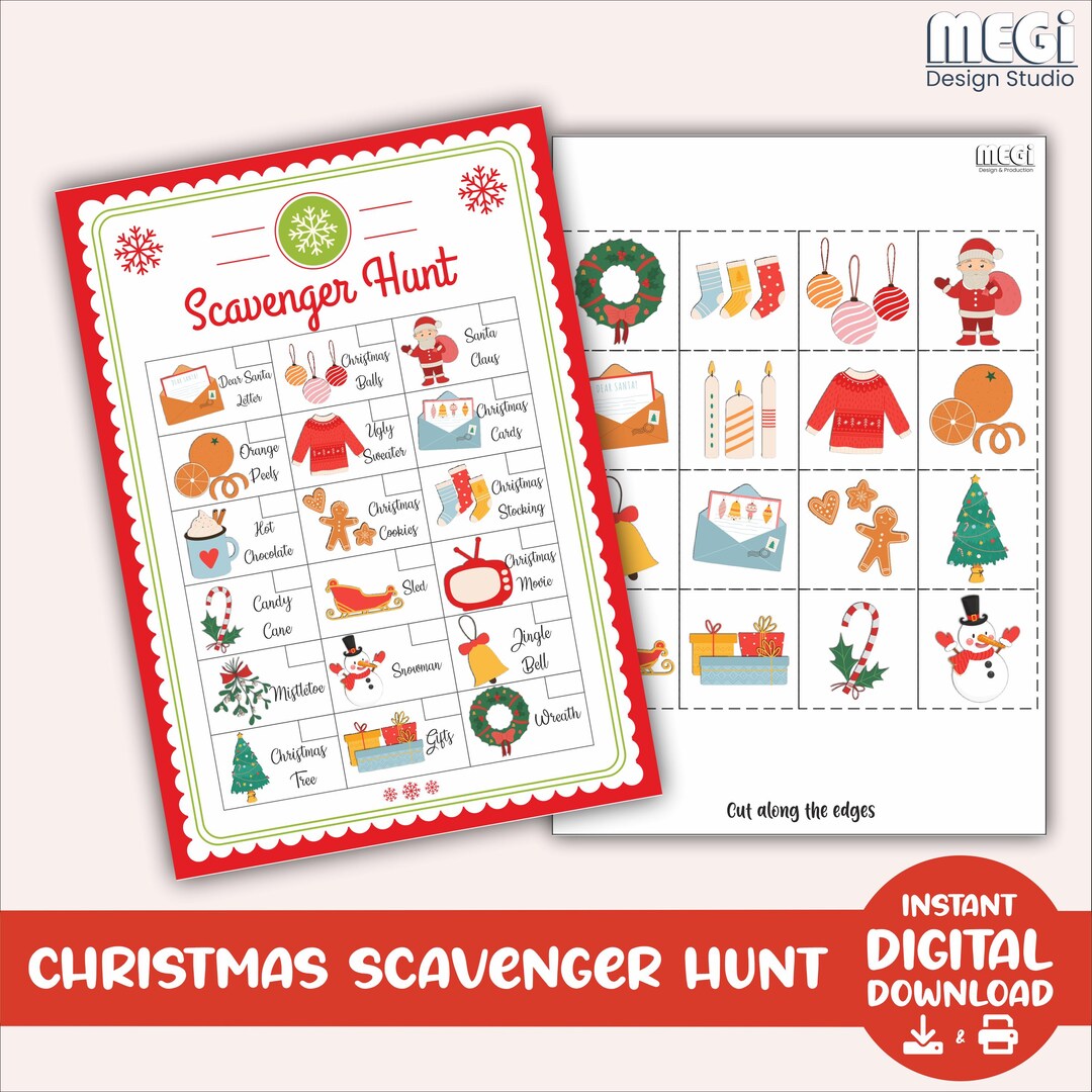 Fun Christmas Scavenger Hunt Printable Holiday Game for Kids With Image ...