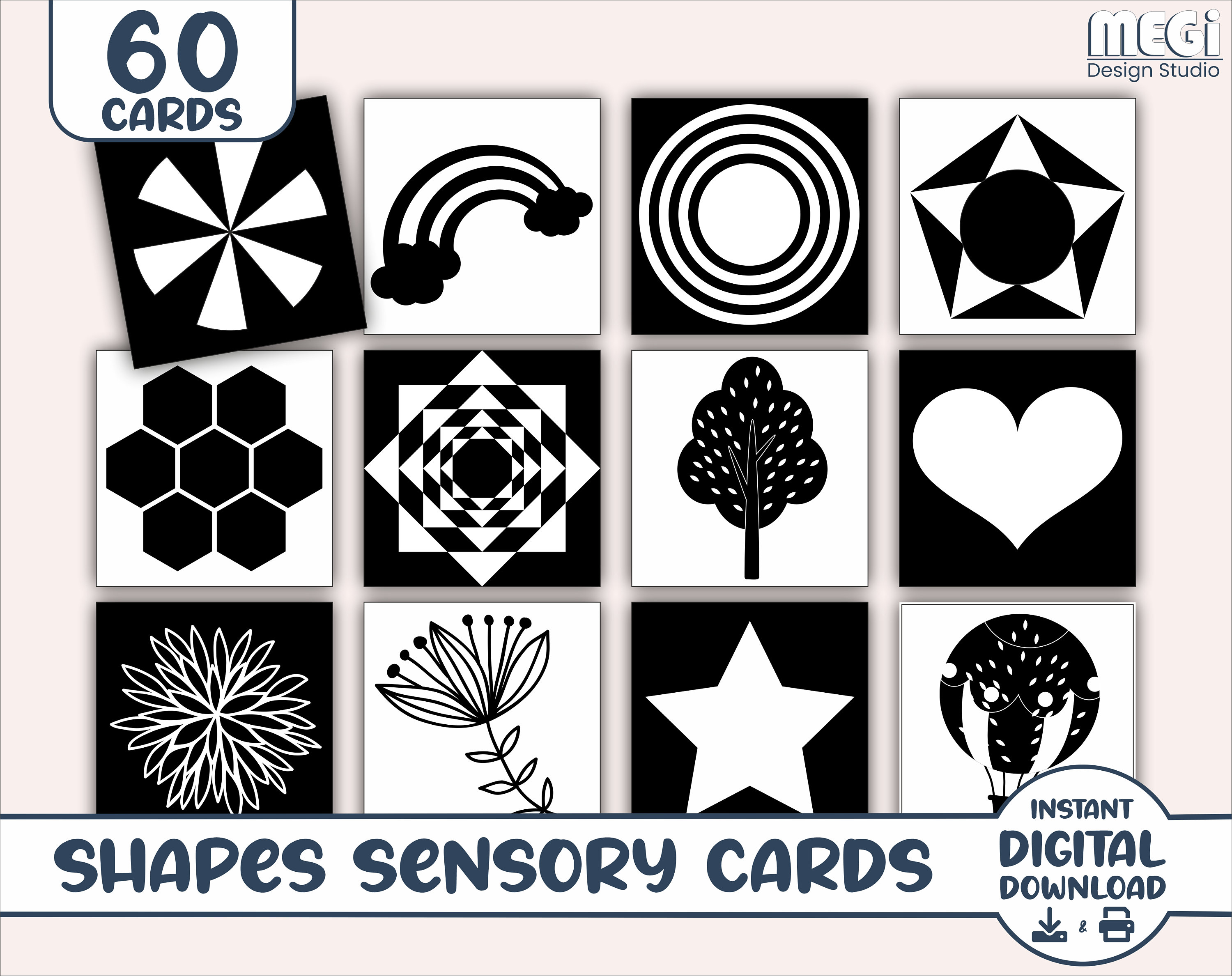 Black And White Geometric Shapes For Infants