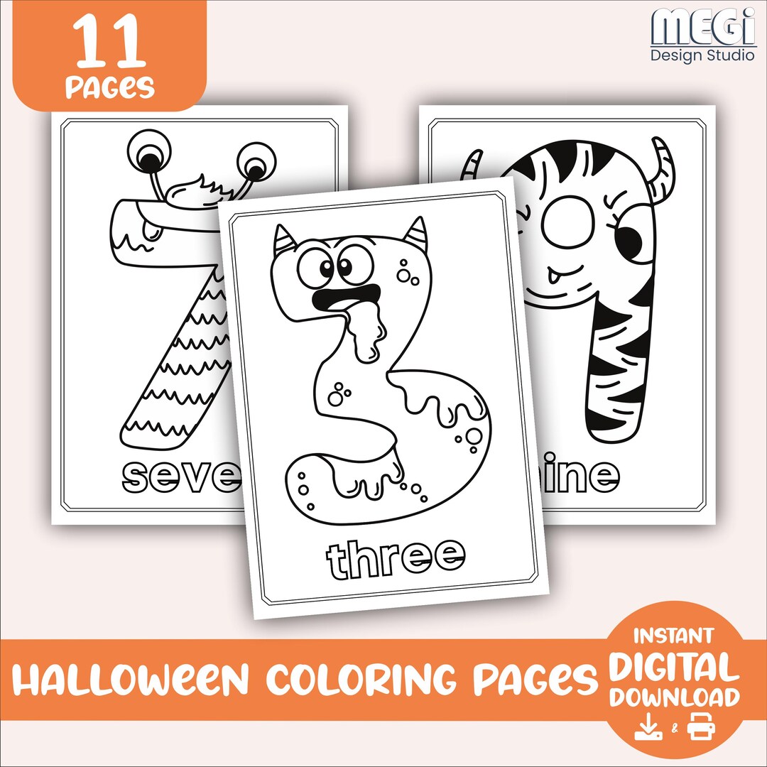 Halloween Monster Numbers Coloring Book Printable Coloring Pages ...