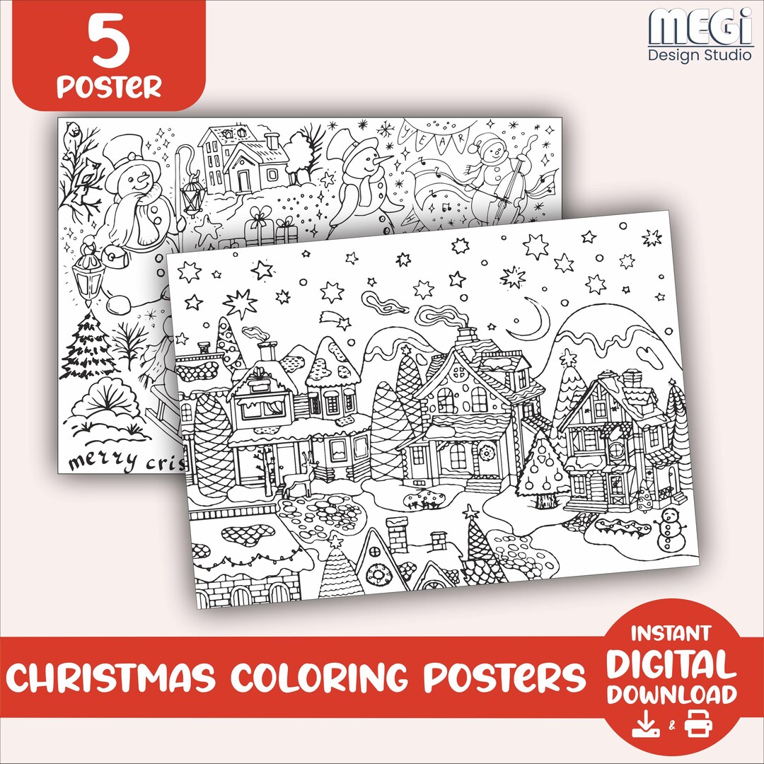 Christmas Coloring Poster Printable Coloring Pages Christmas Activity ...