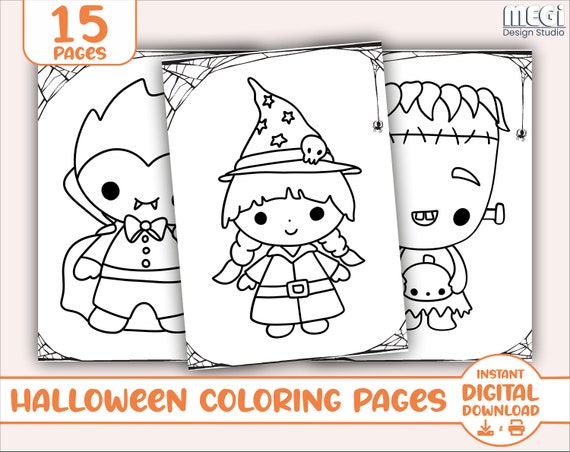 Halloween Coloring Book Printable Coloring Pages Halloween - Etsy