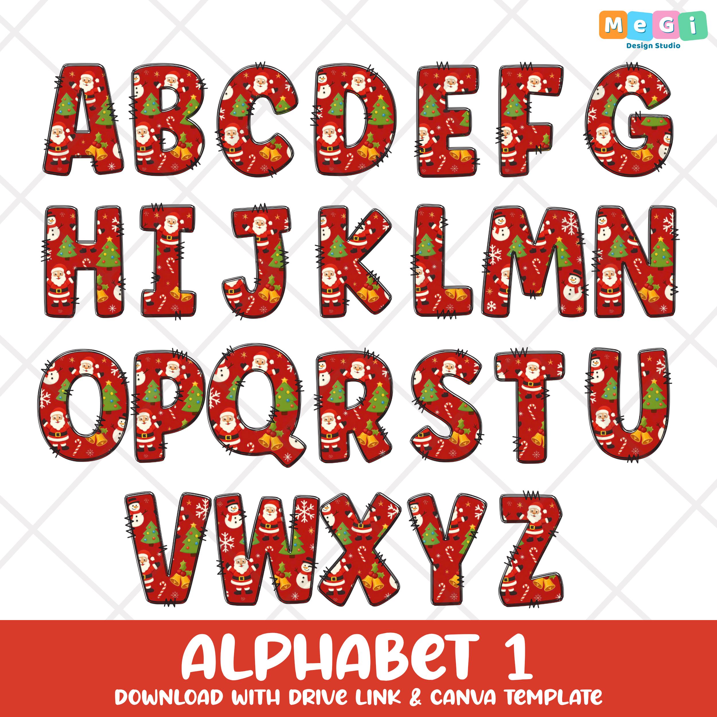 Christmas Alphabet PNG, Big Bundle Christmas Letters, Merry Christmas ...