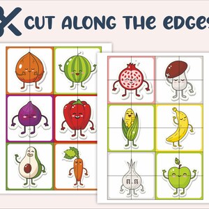 Fruit & Vegetable Matching Activity - Preschool Printable Game ...