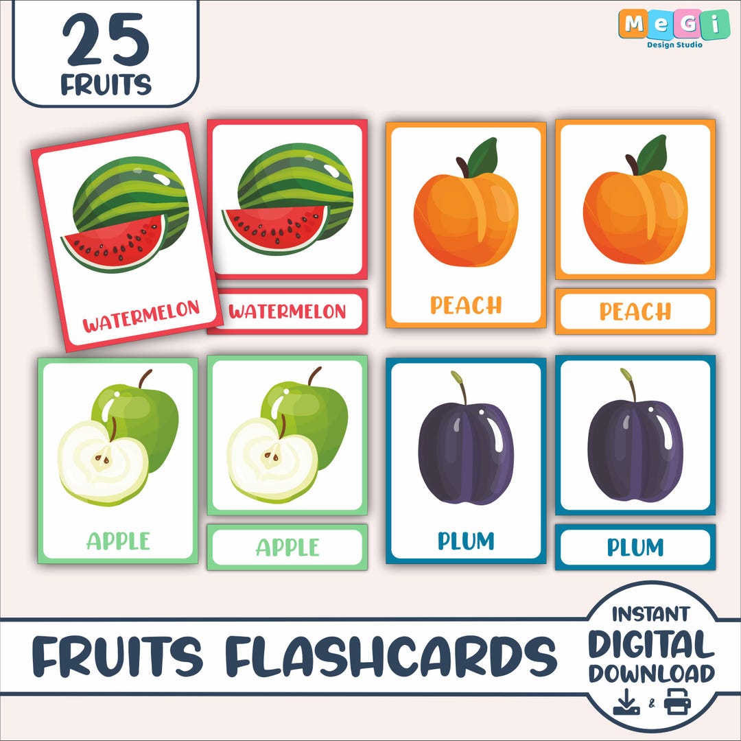 Fruits Flashcards - Printable Montessori Homeschool Material ...
