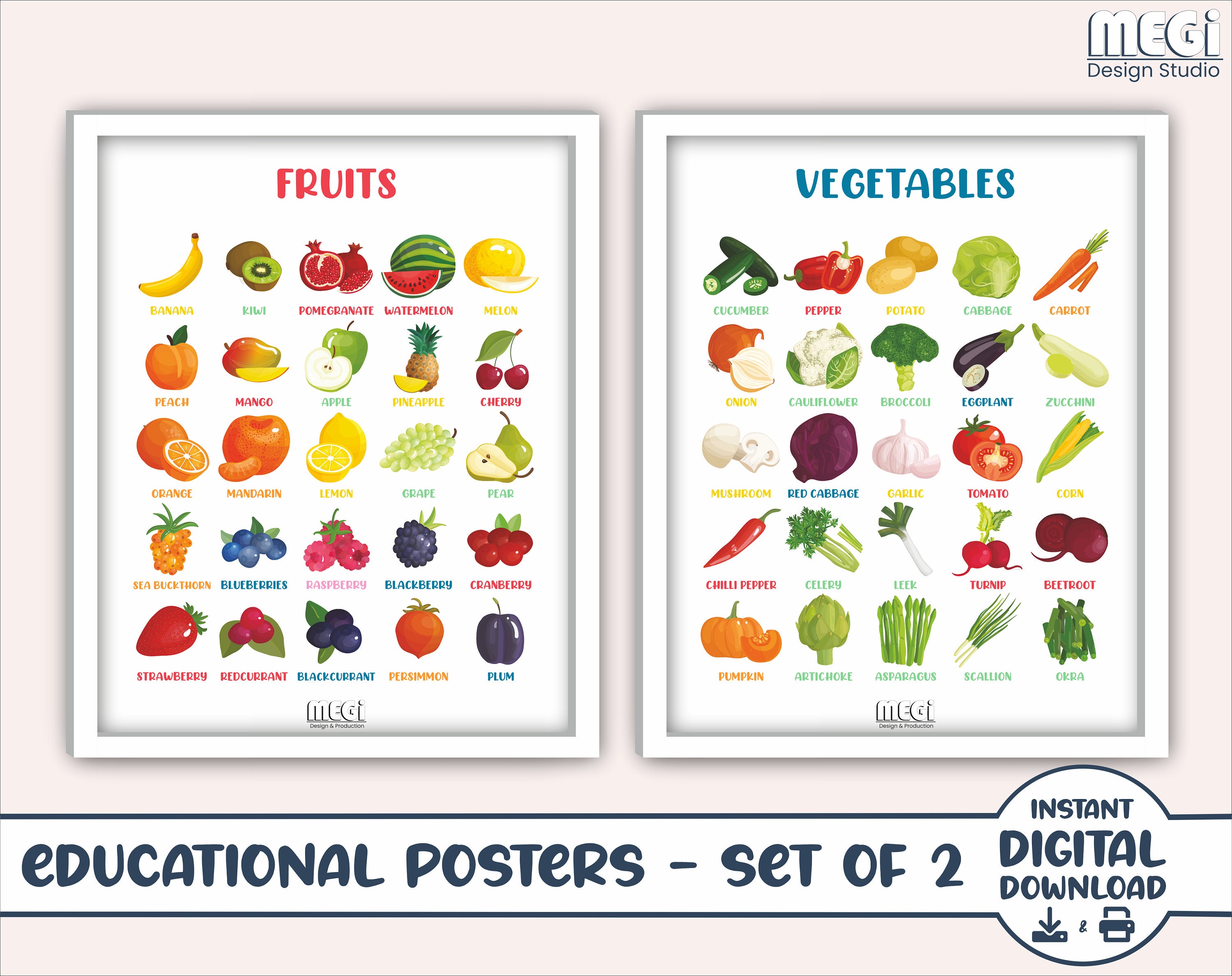 Rainbow Fruits and Vegetables - Etsy