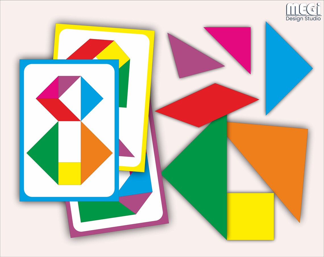 Tangram Numbers Puzzle Cards 36 Cards & Free Tangram Pattern Printable ...