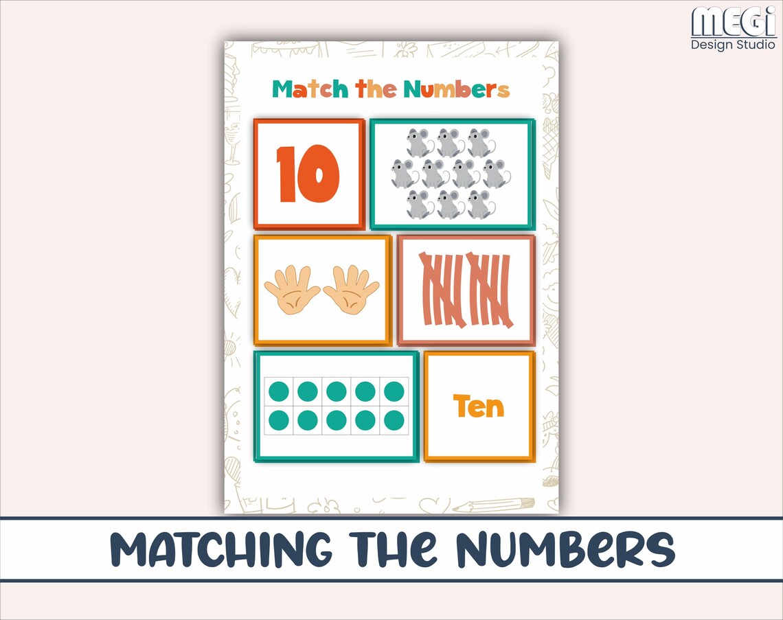 Number Match Preschool Activity Count and Match 1 to 10 Number Matching ...