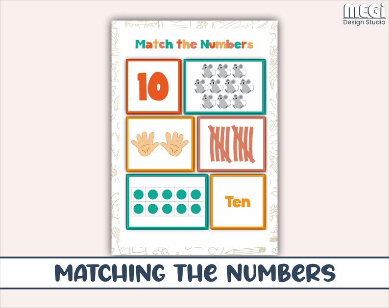 Number Match Preschool Activity Count and Match 1 to 10 Number Matching ...