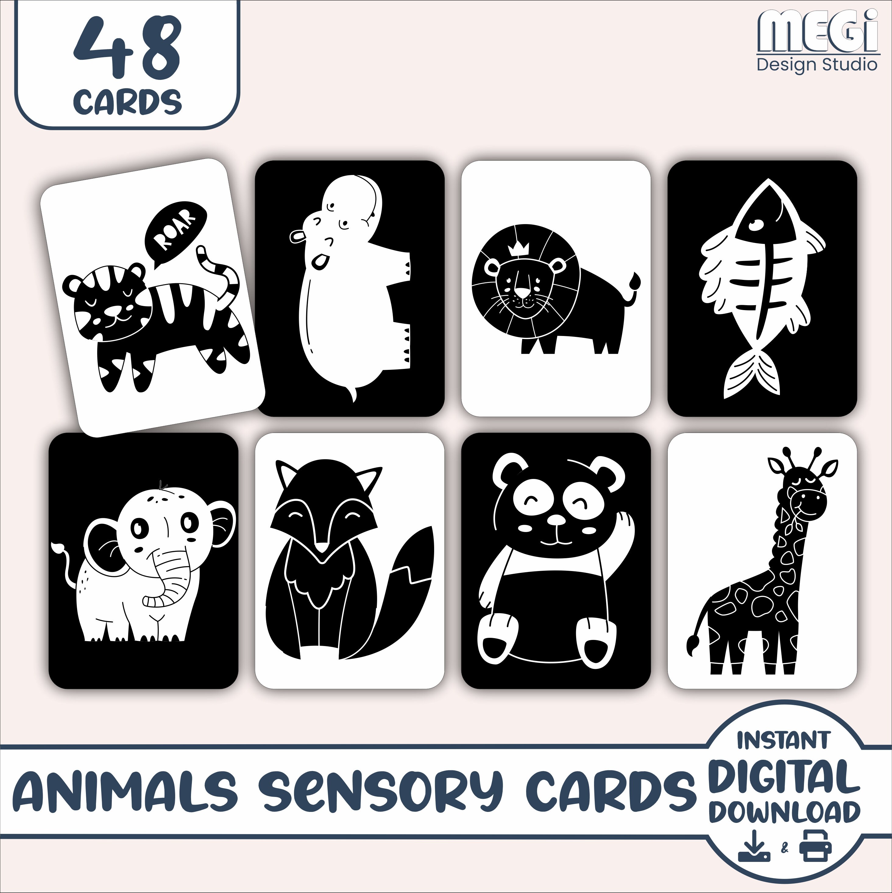 Printable High Contrast Baby Cards. Monochrome Sensory Flash Cards ...