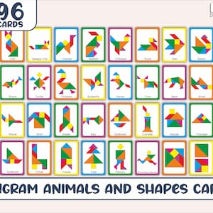 Tangram Animals and Shapes Puzzle Cards - 96 Cards & Free Tangram ...
