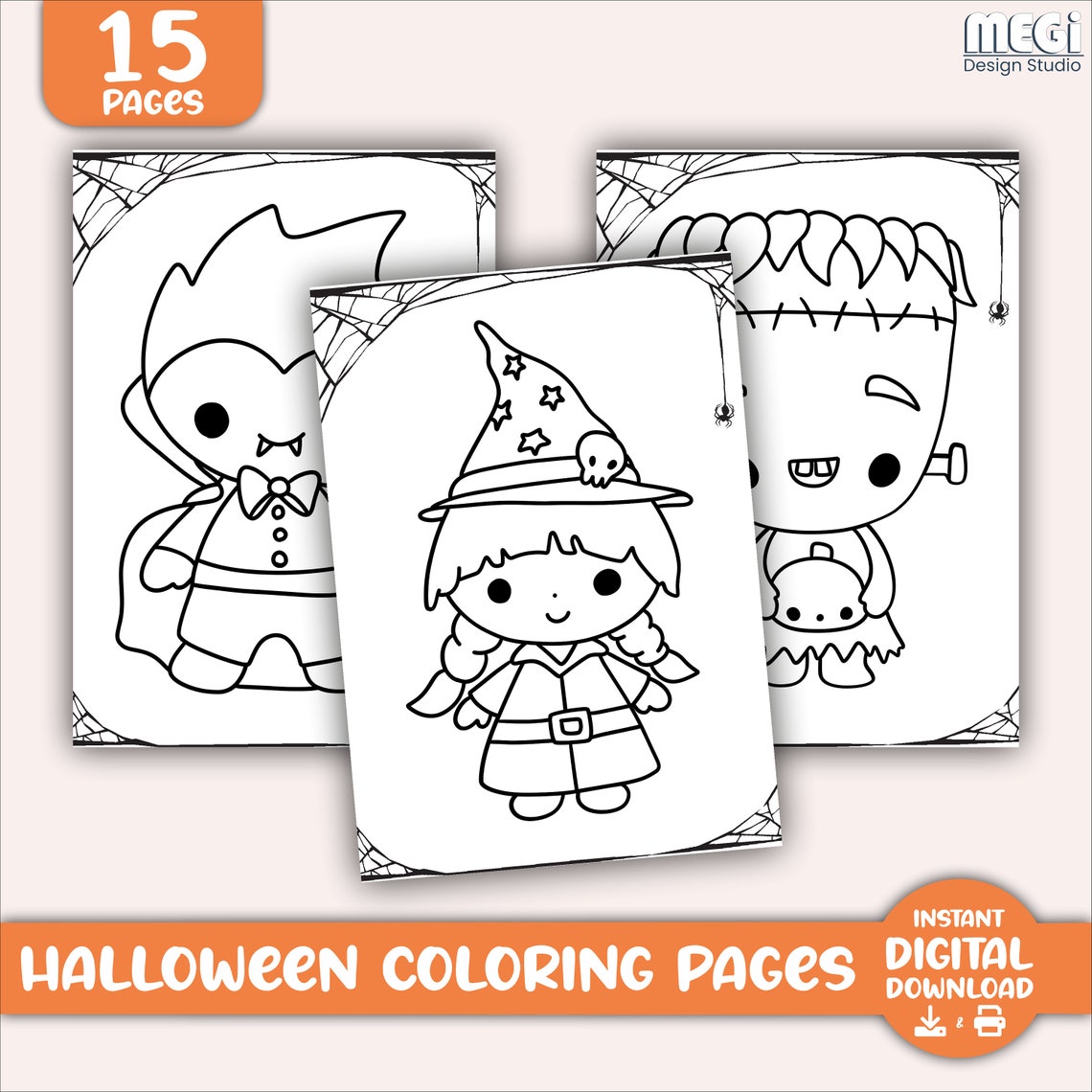 Halloween Coloring Book Printable Coloring Pages Halloween - Etsy