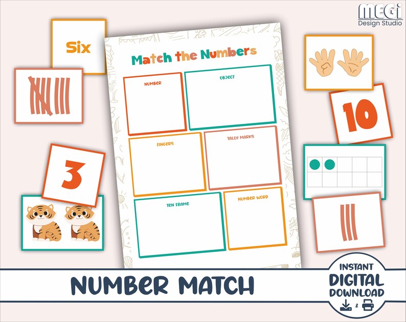 Number Match Preschool Activity Count and Match 1 to 10 Number Matching ...