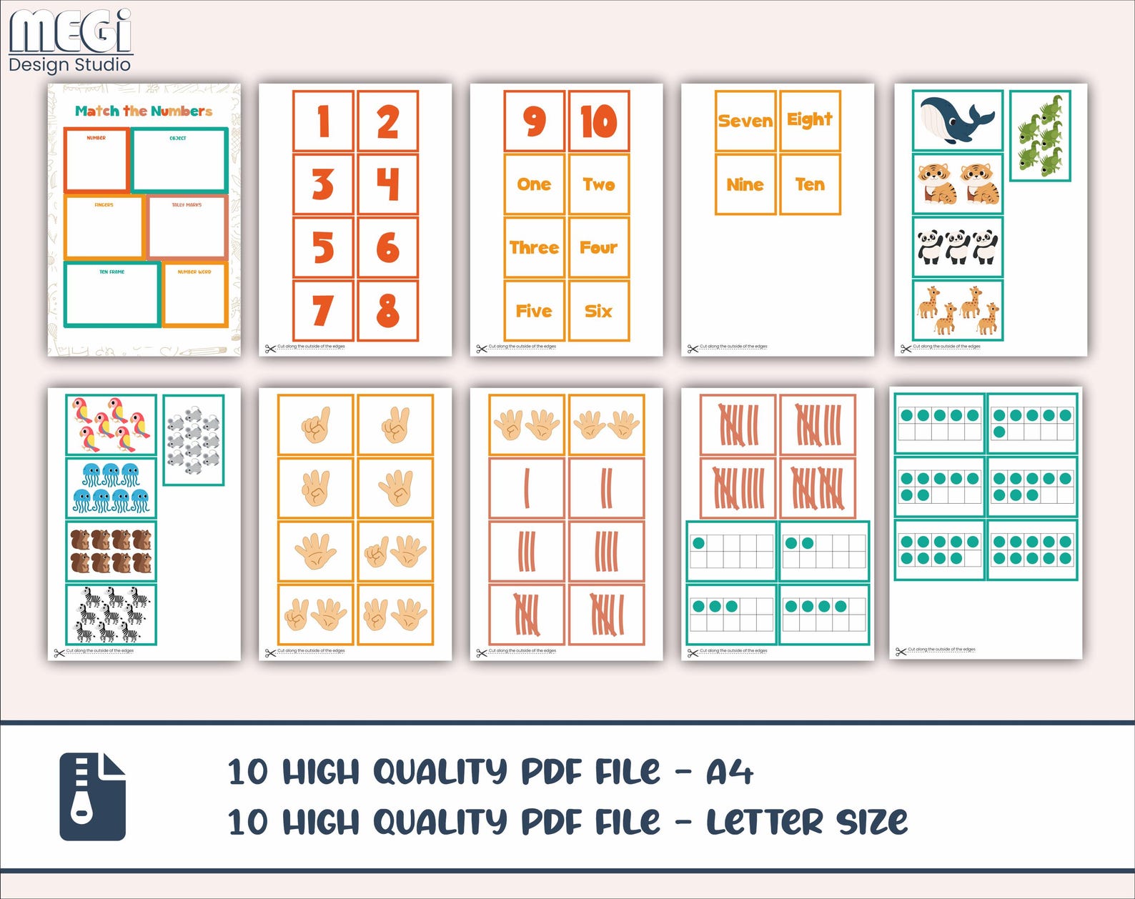 Number Match Preschool Activity Count and Match 1 to 10 Number Matching ...