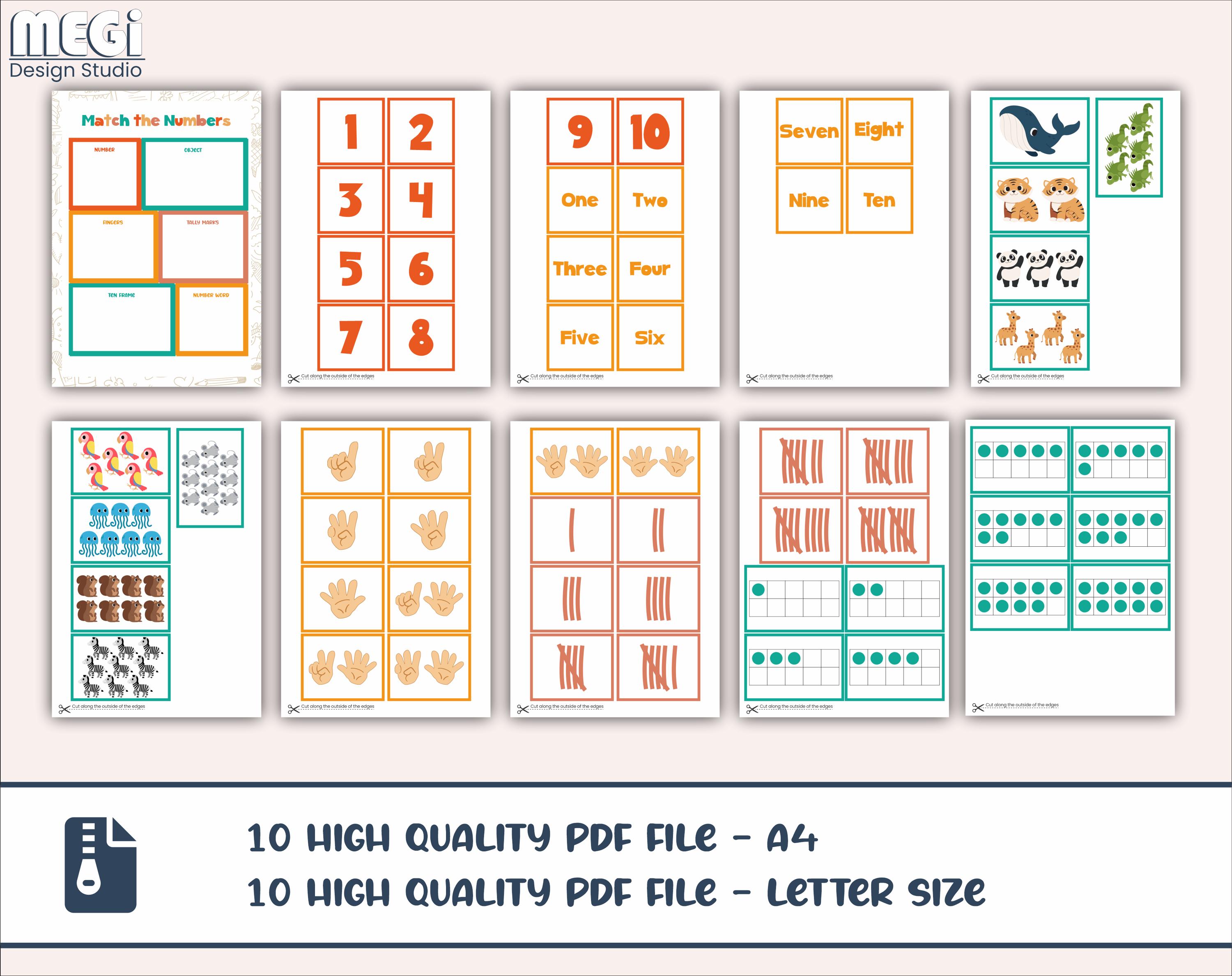 Number Match Preschool Activity Count and Match 1 to 10 Number Matching ...