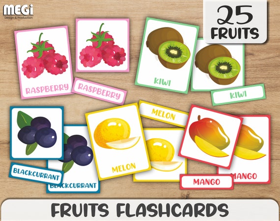 Fruits Flashcards Printable Montessori Homeschool Material | Etsy