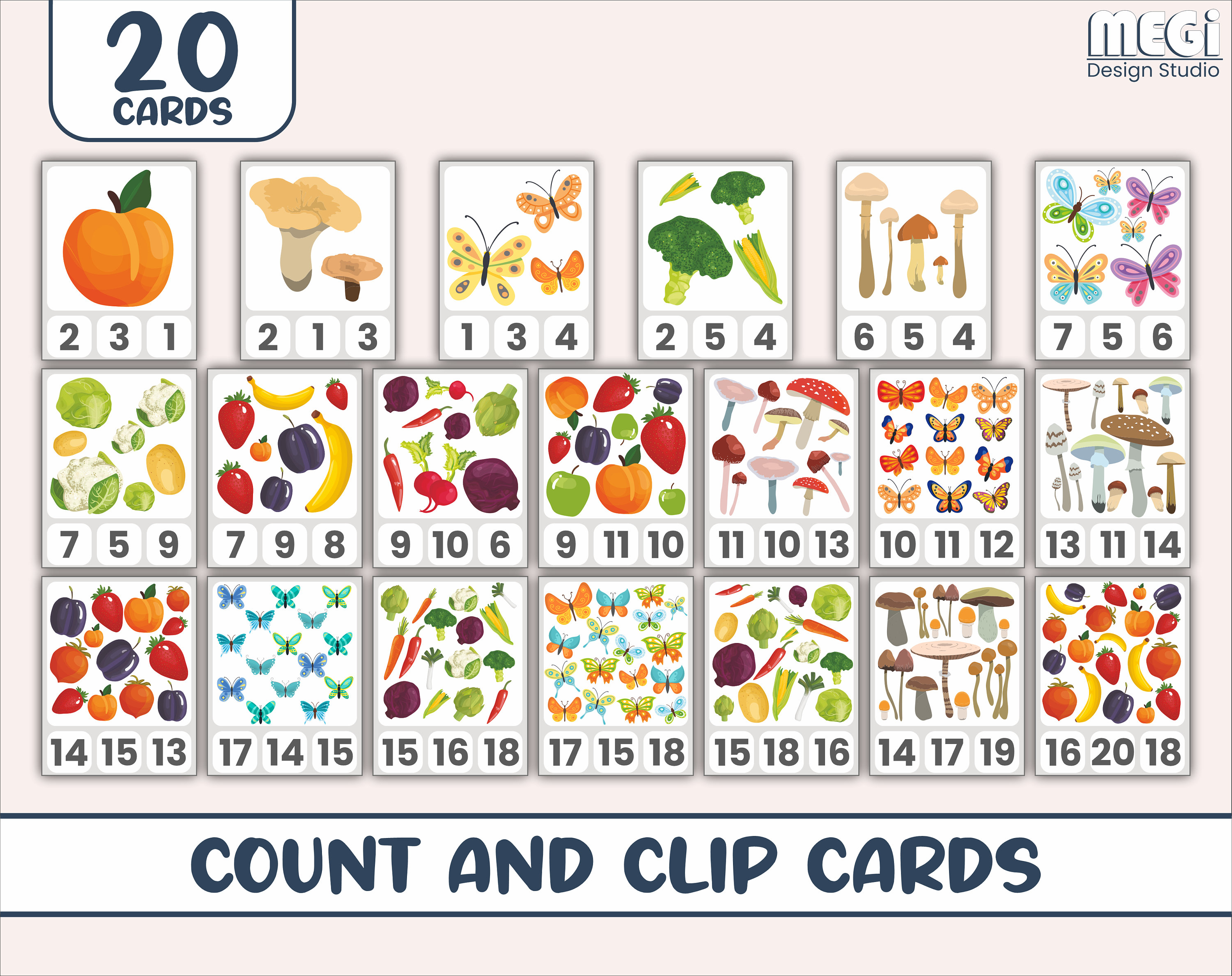 Tarjetas para contar y recortar 1 a 20 tarjetas para contar - Etsy México