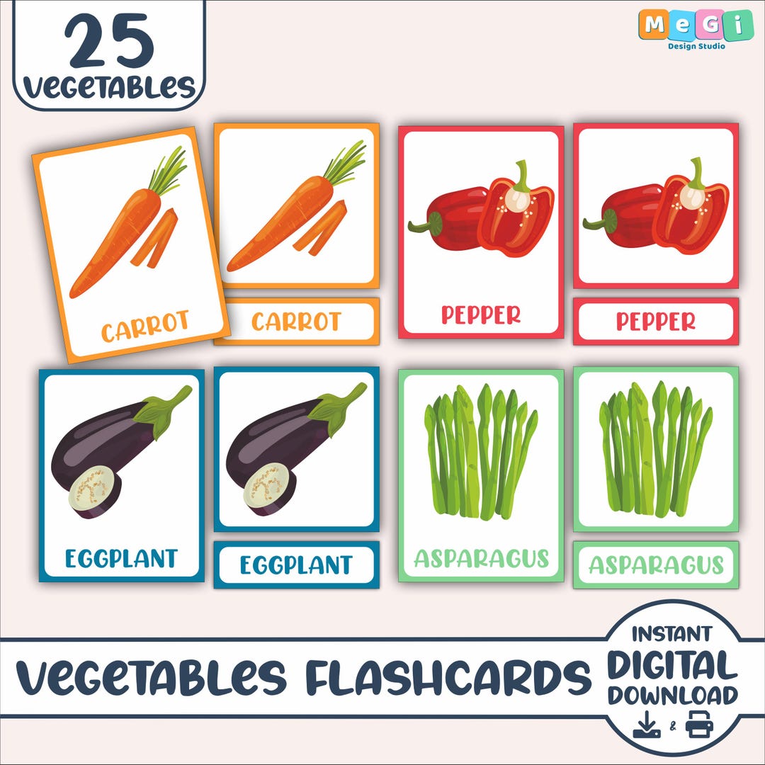 Vegetables Flashcards - Printable Montessori Homeschool Material ...