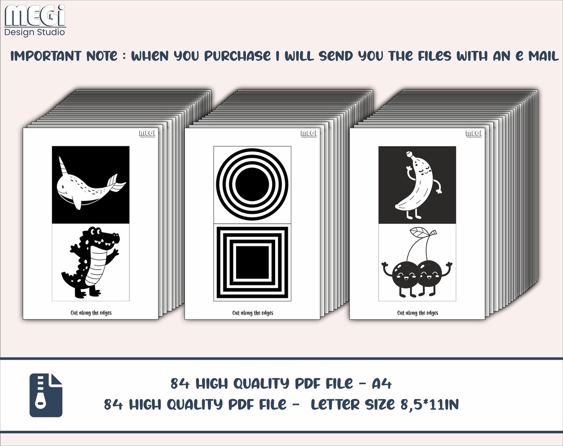 Black and White High Contrast Baby Sensory Cards 150 Cards - Etsy