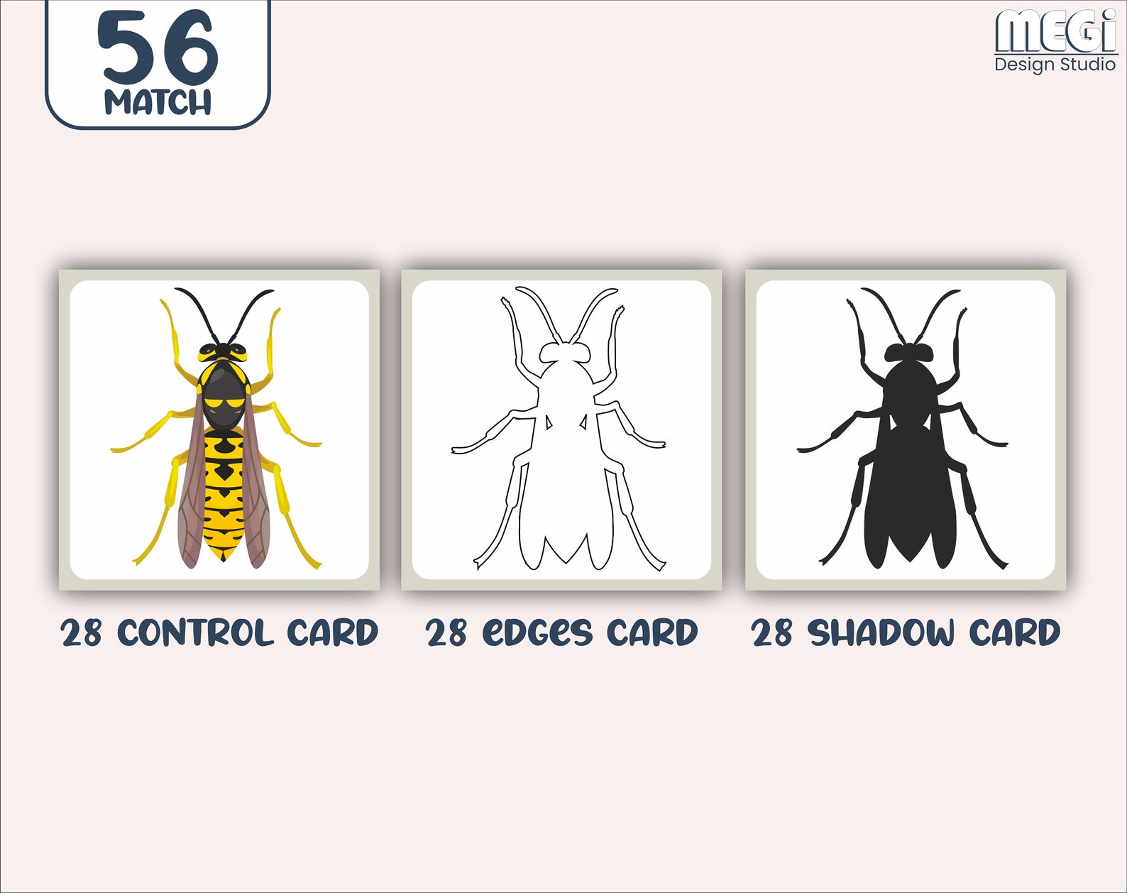 Insect Shadow Match Game With Realistic Pictures 28 Insect - Etsy