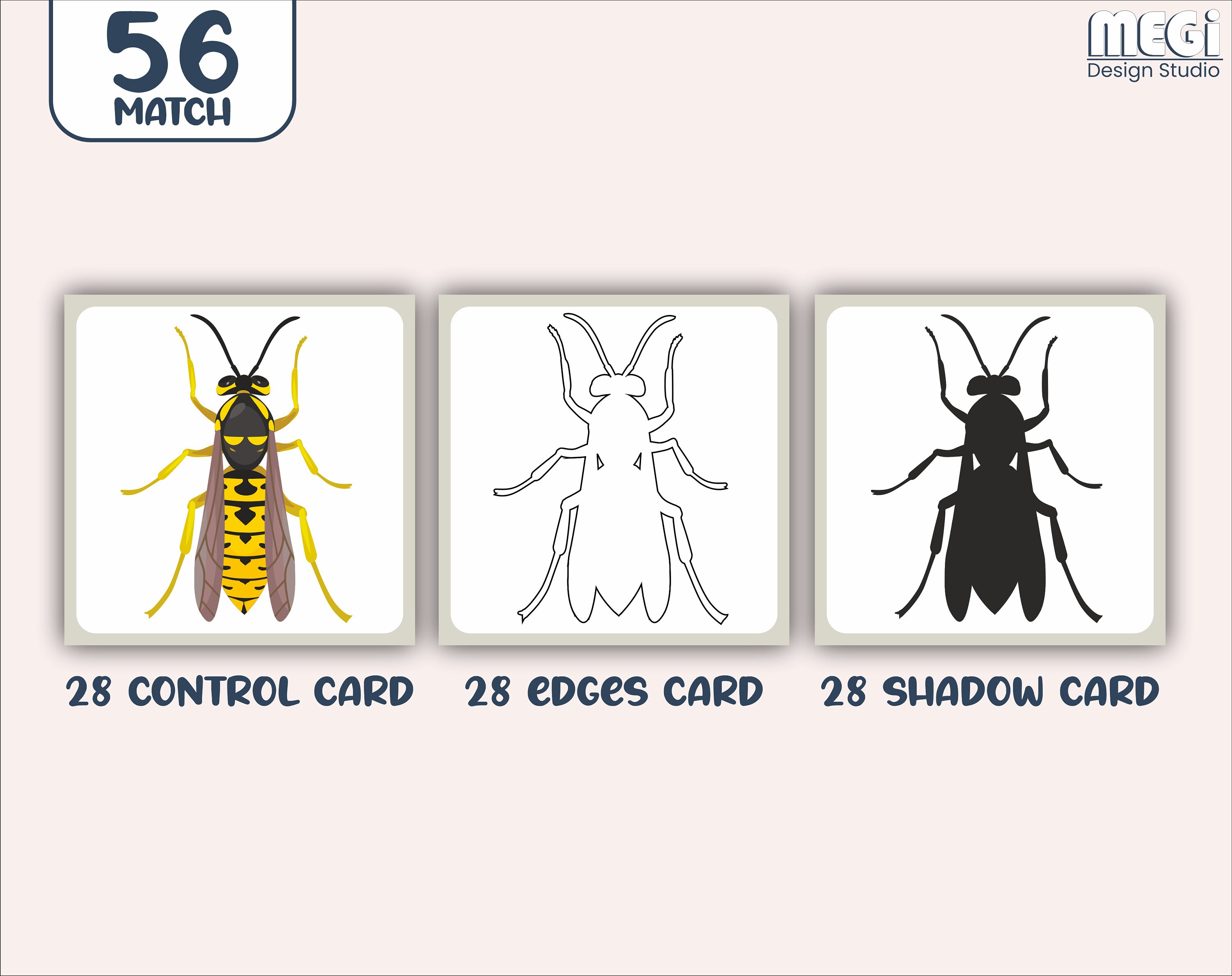 Insect Shadow Match Game With Realistic Pictures 28 Insect - Etsy