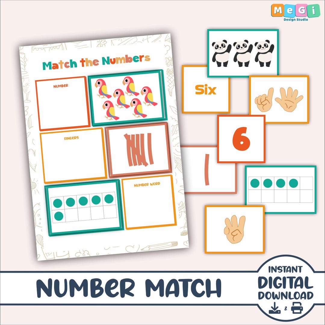 Number Match - Preschool Activity - Count and Match - 1 to 10 Number ...