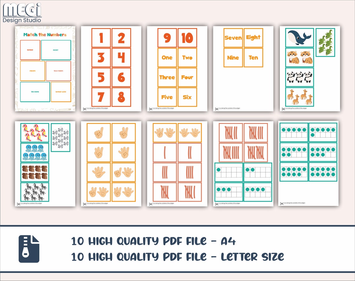 Number Match Preschool Activity Count and Match 1 to 10 Number Matching ...