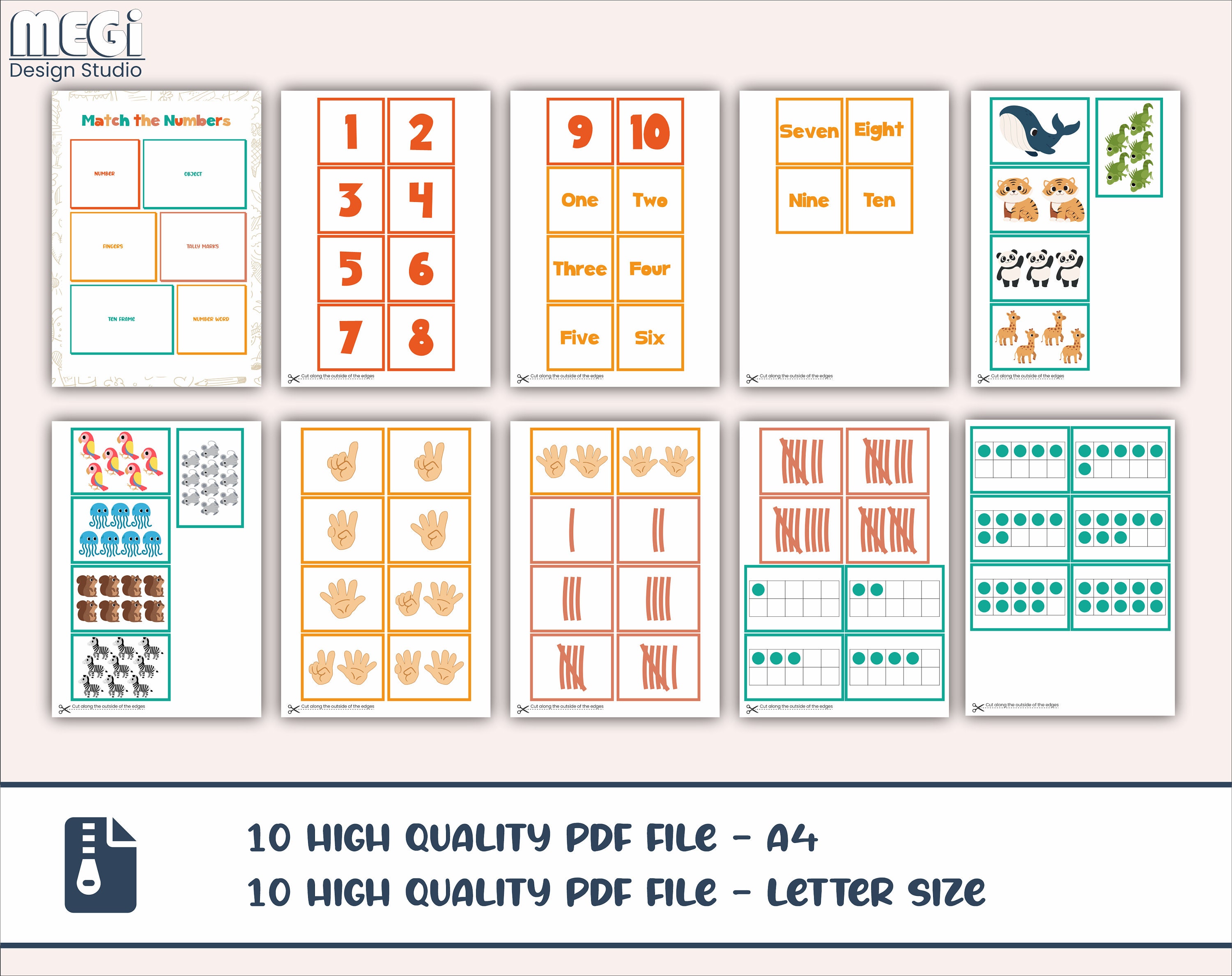 Number Match Preschool Activity Count and Match 1 to 10 Number Matching ...