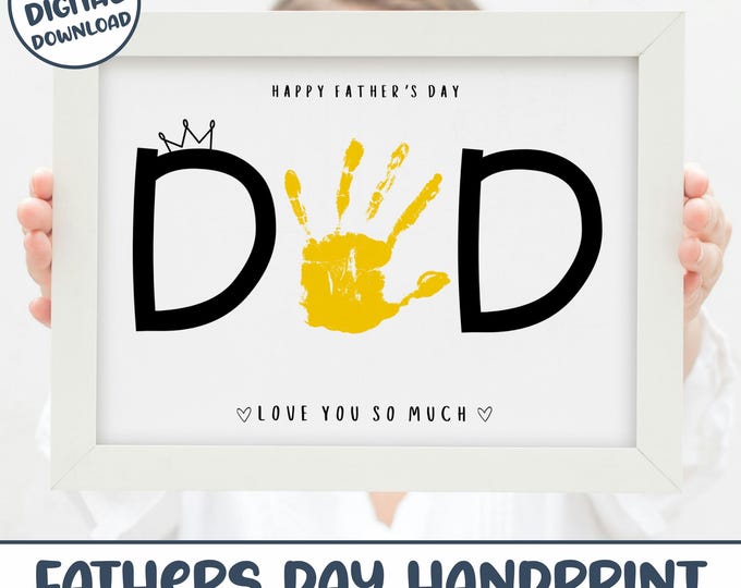 Father's Day Handprint Art, I Love My Dad Because Printable, Daddy ...