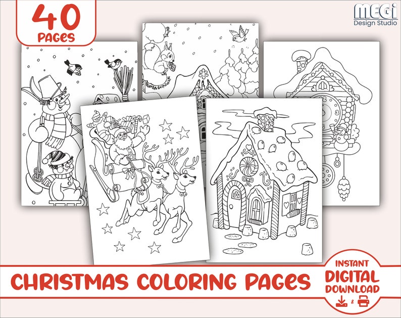 Christmas Coloring Book Printable Coloring Pages Christmas - Etsy
