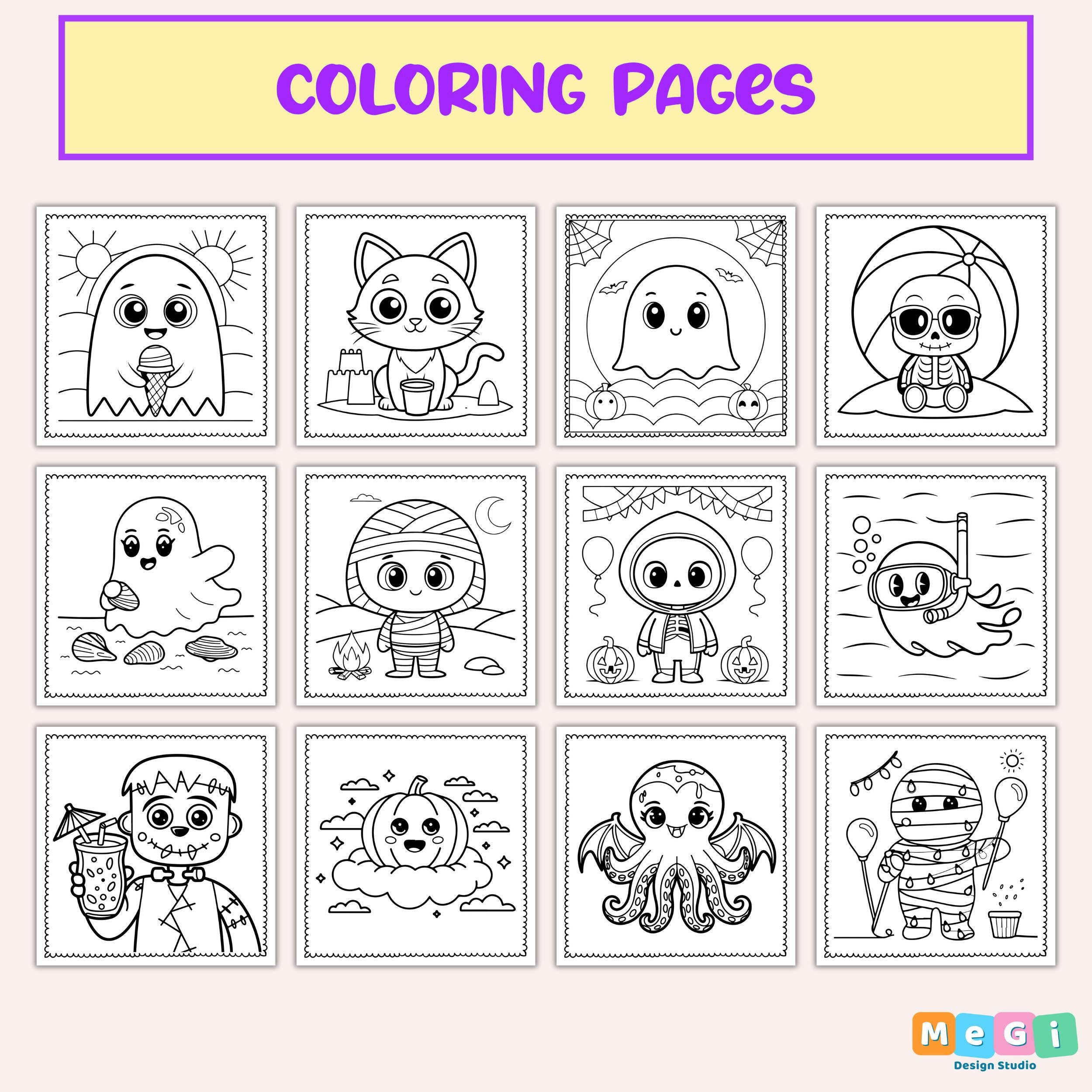 60 Halloween Summer Coloring Pages - Spooky Summer Vibes Coloring Book ...