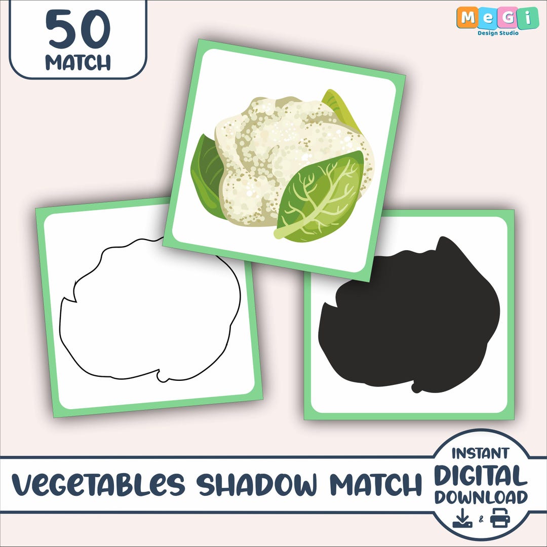 Vegetables Shadow Match Game - Printable Homeschool Material ...