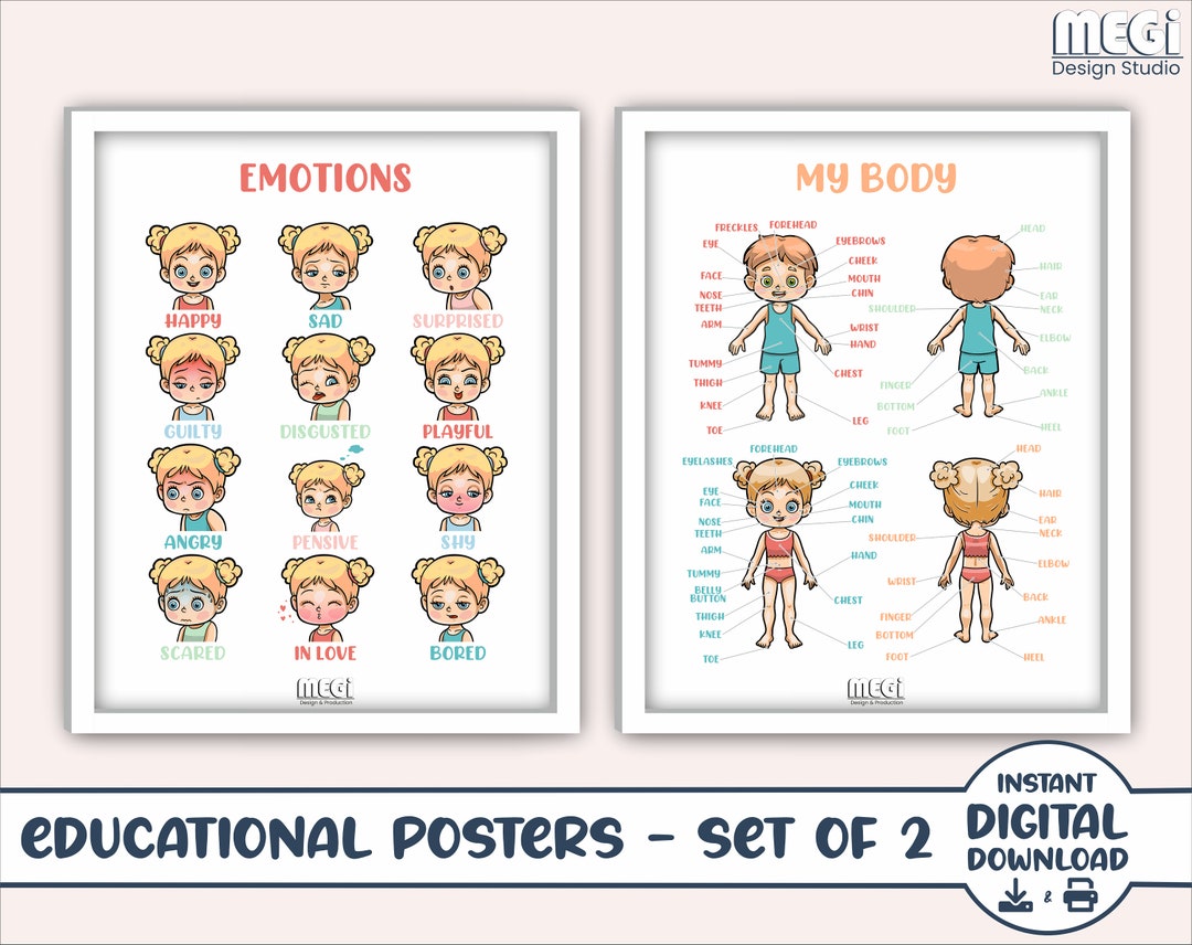 Educational Posters Emotions and My Body Pastel Color - Etsy