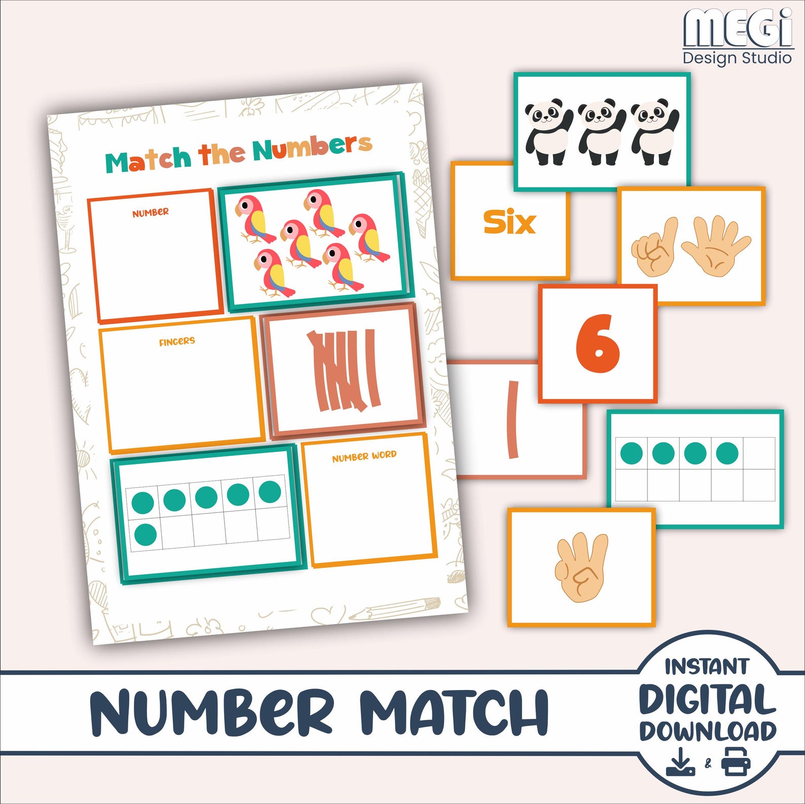 Number Match Preschool Activity Count and Match 1 to 10 Number Matching ...