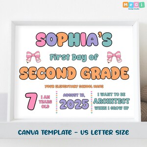 Editable Second Grade First Day of School Sign -custom 2nd Grade Back ...