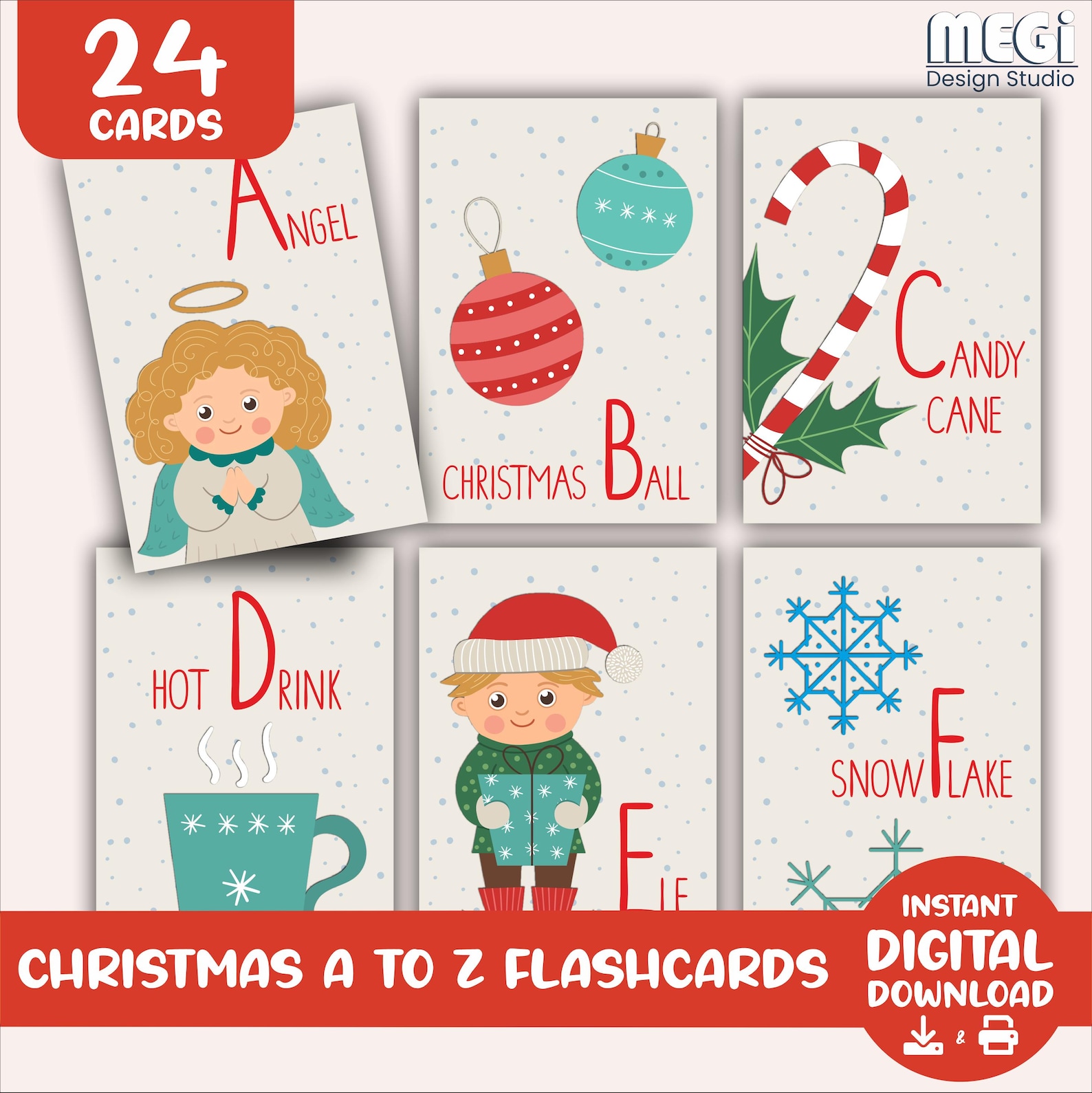 Christmas Flashcards A to Z Christmas Flashcards Nomenclature Cards ...