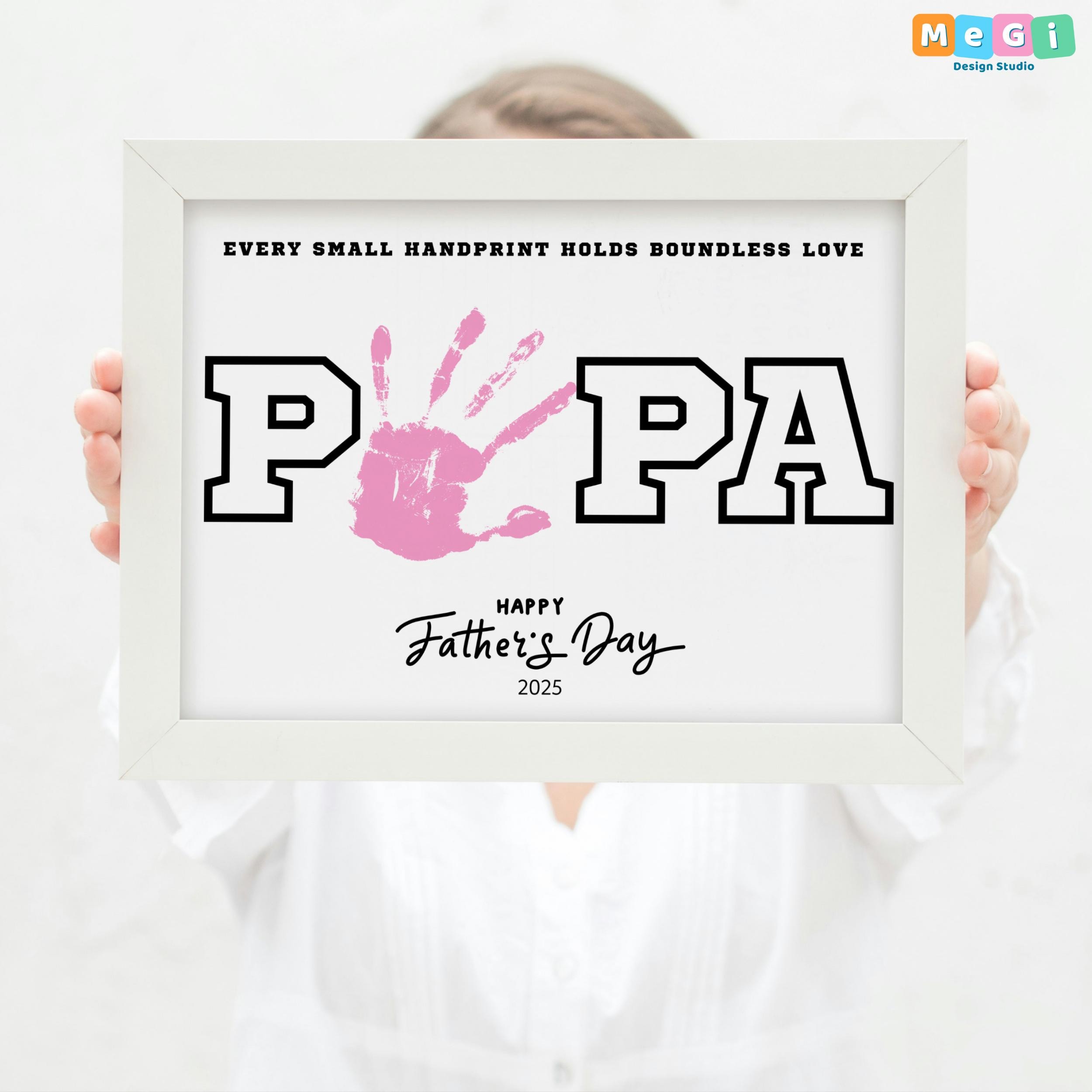 Fathers Day Papa Handprint Craft Printable, DIY Gift From Kids ...