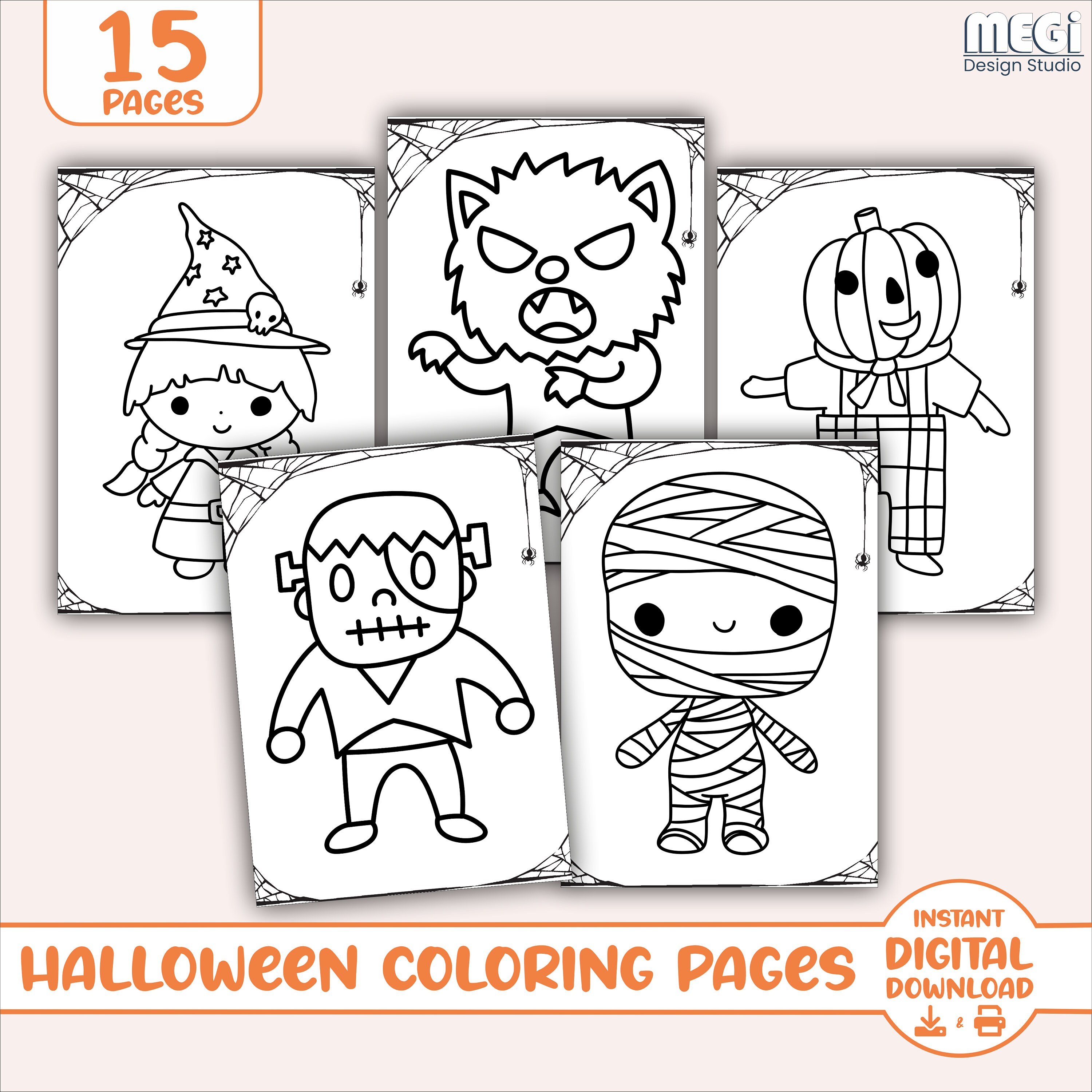 Halloween Coloring Book Printable Coloring Pages Halloween - Etsy