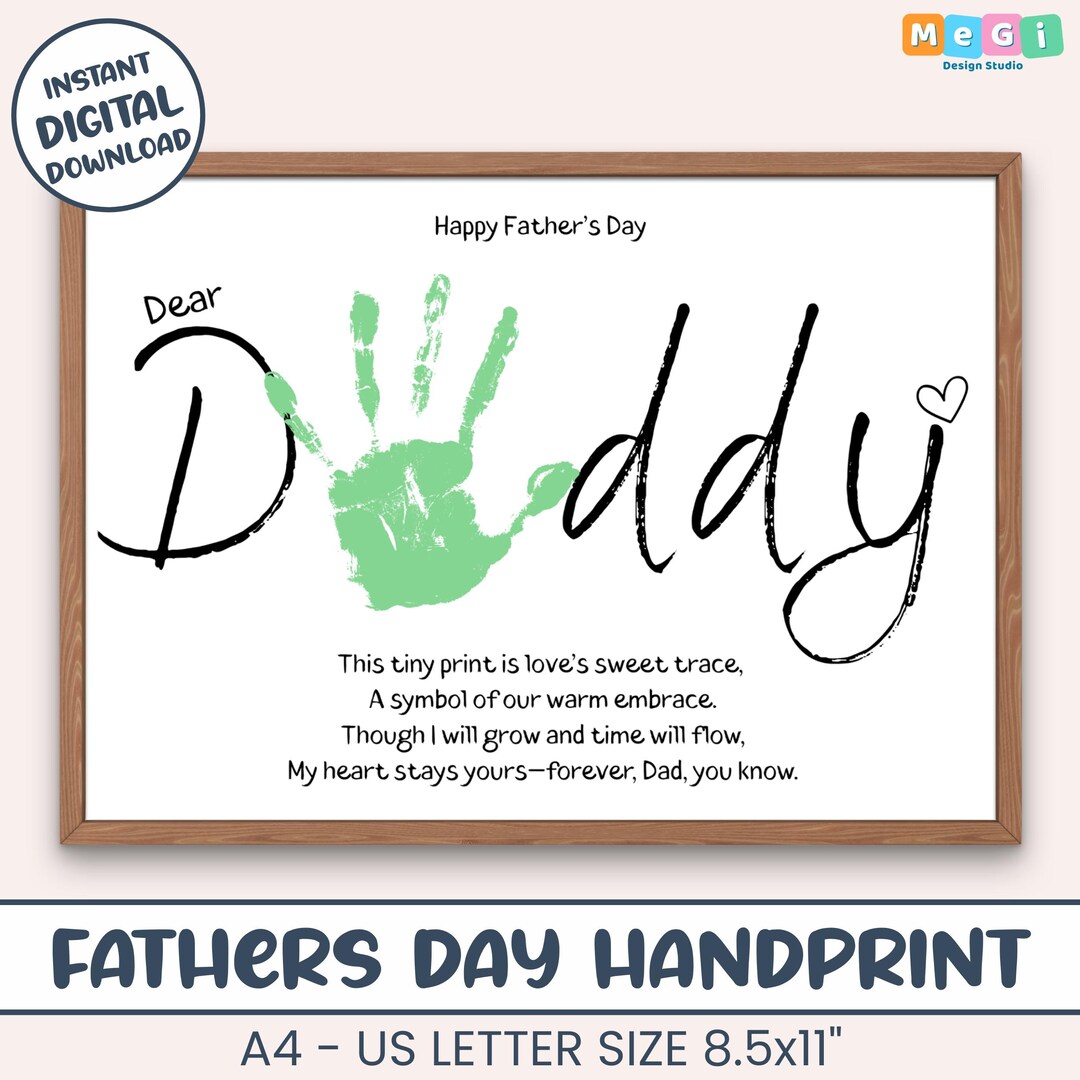 Fathers Day Handprint Craft Dad, Printable Baby Handprint Poem, DIY ...