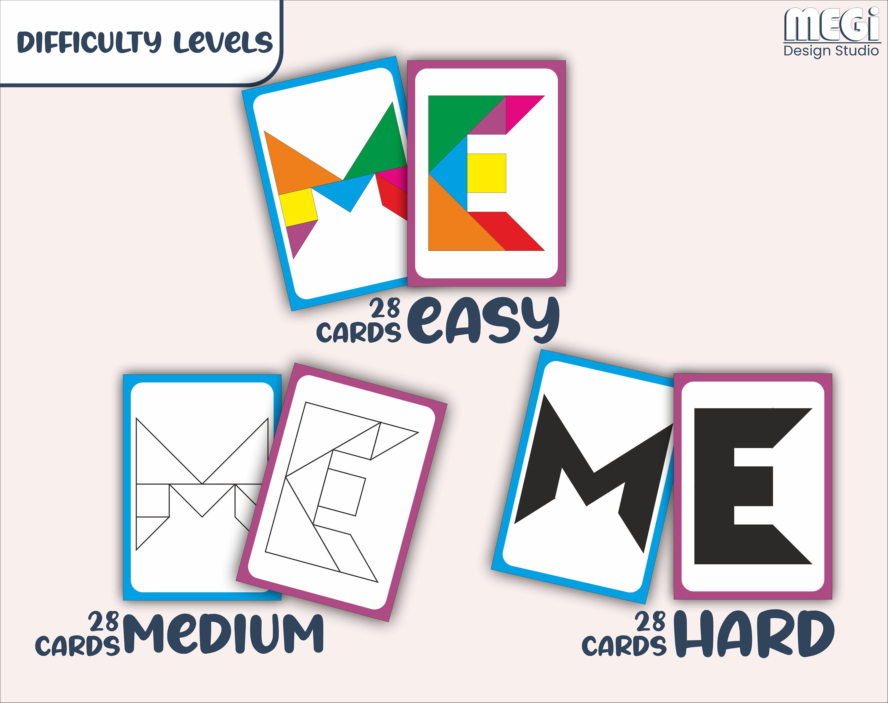 Tangram Alphabet Puzzle Cards - 84 Cards & Free Tangram Pattern ...