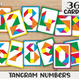 Tangram Big Set 200 Cards and Free Tangram Pattern | Etsy
