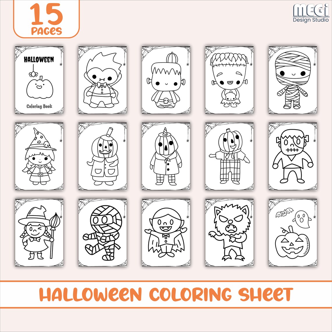 Halloween Coloring Book Printable Coloring Pages Halloween - Etsy