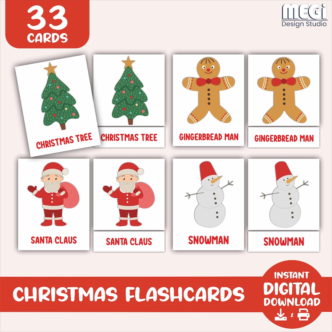 Christmas Flashcards 3-part Nomenclature Cards for Kids A to Z ...