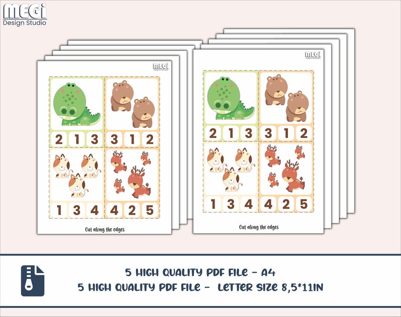 Count and Clip Animal Cards 1 to 20 Counting Cards - Etsy