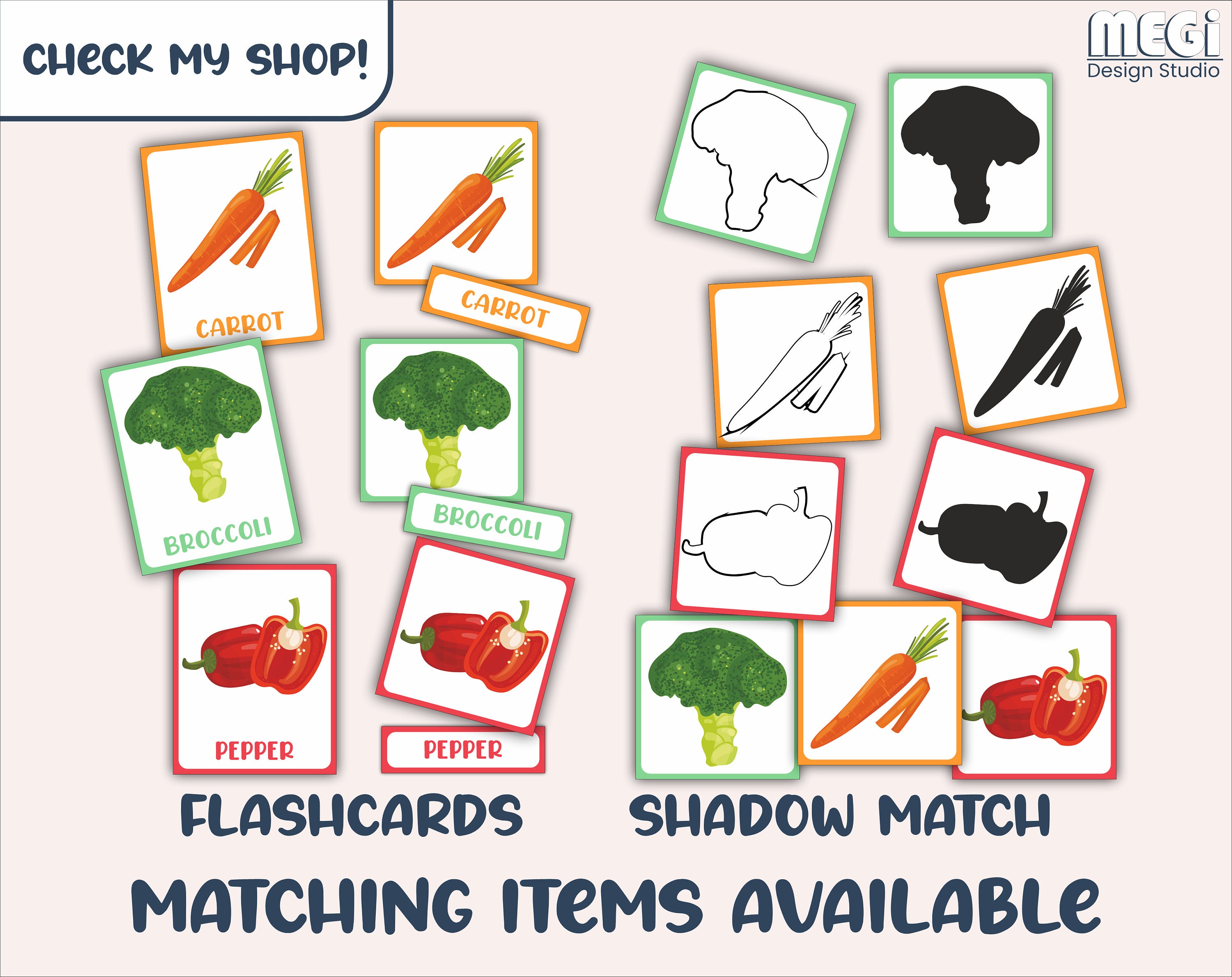 Vegetables Symmetry Puzzle Vegetables Match Game Preschool - Etsy