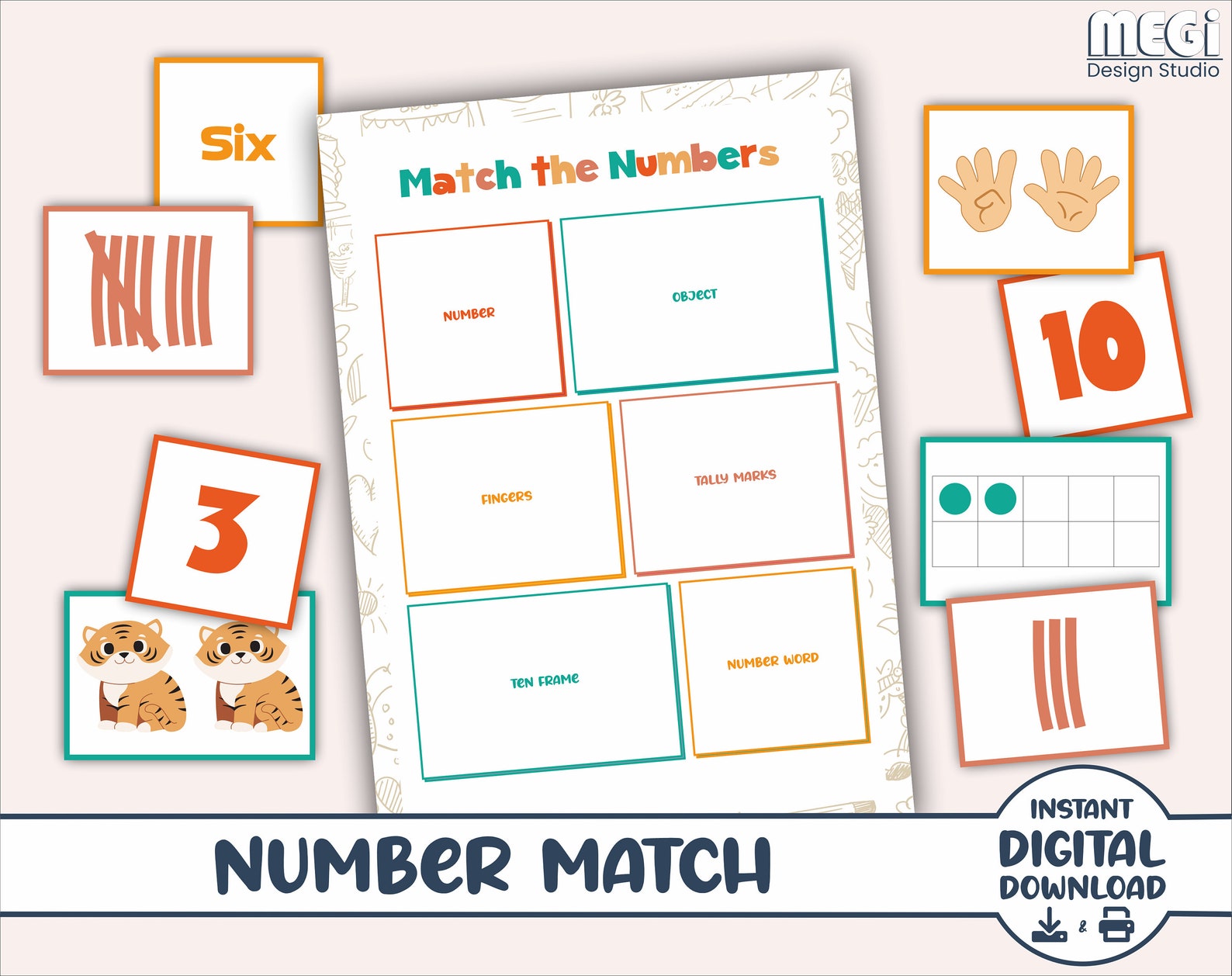 Number Match Preschool Activity Count and Match 1 to 10 Number Matching ...