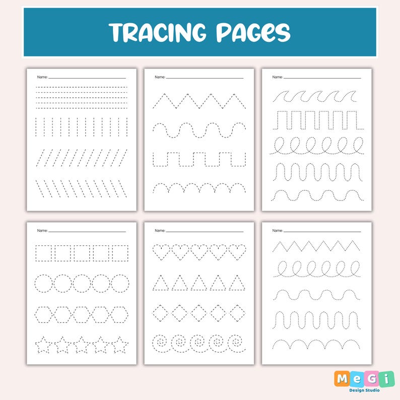 30 Pages Easy Line Tracing - Preschool Tracing Bundle - Line Trace ...