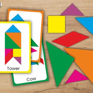 Tangram Big Set 200 Cards and Free Tangram Pattern | Etsy