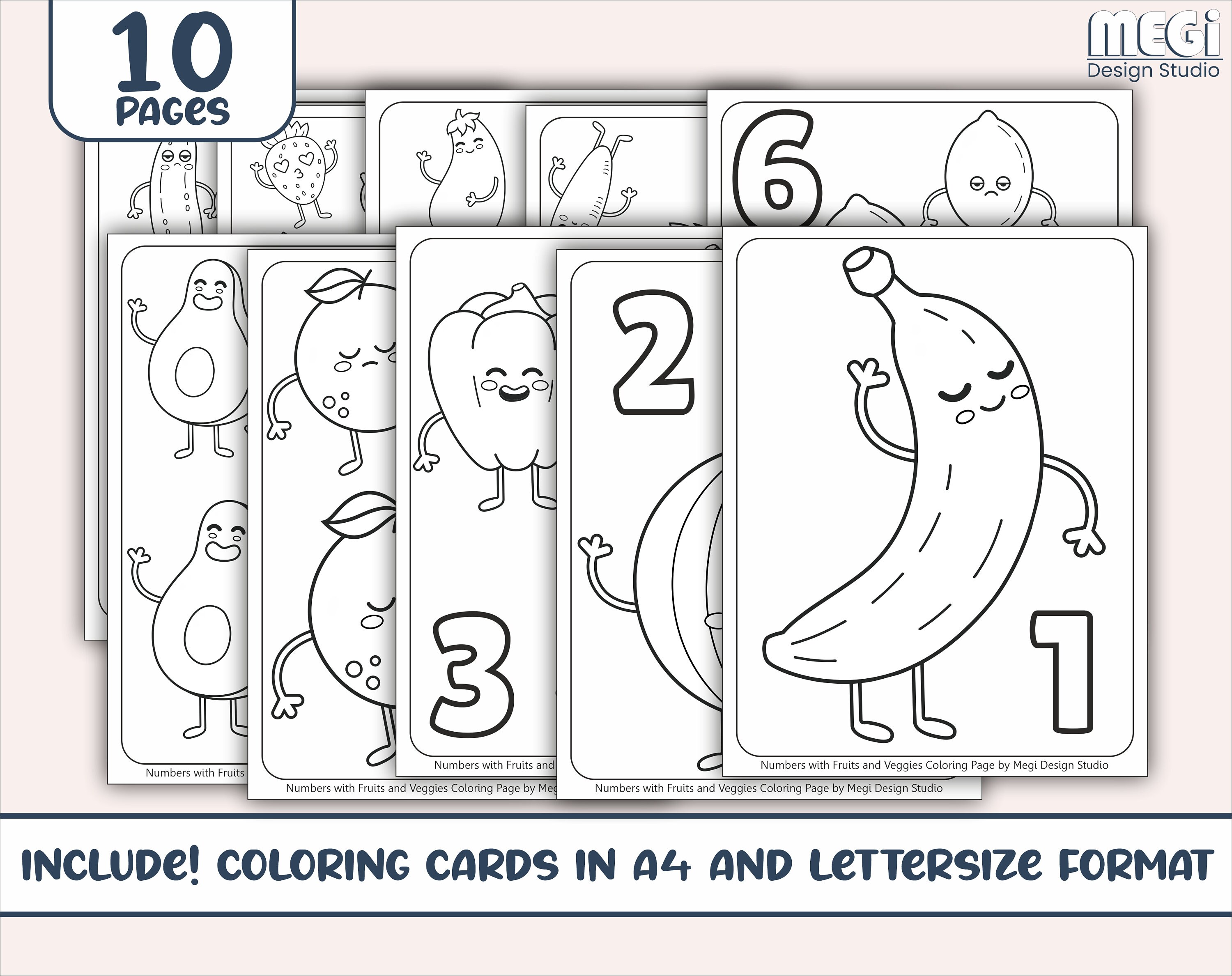 Educational Fruits and Veggies Numbers Flashcards and - Etsy