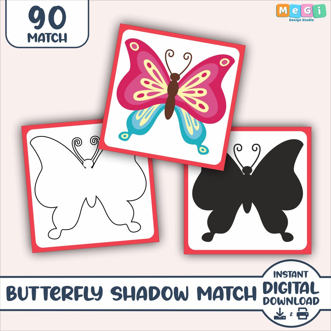 Butterfly Shadow Match Game - Printable Homeschool Material - Preschool ...