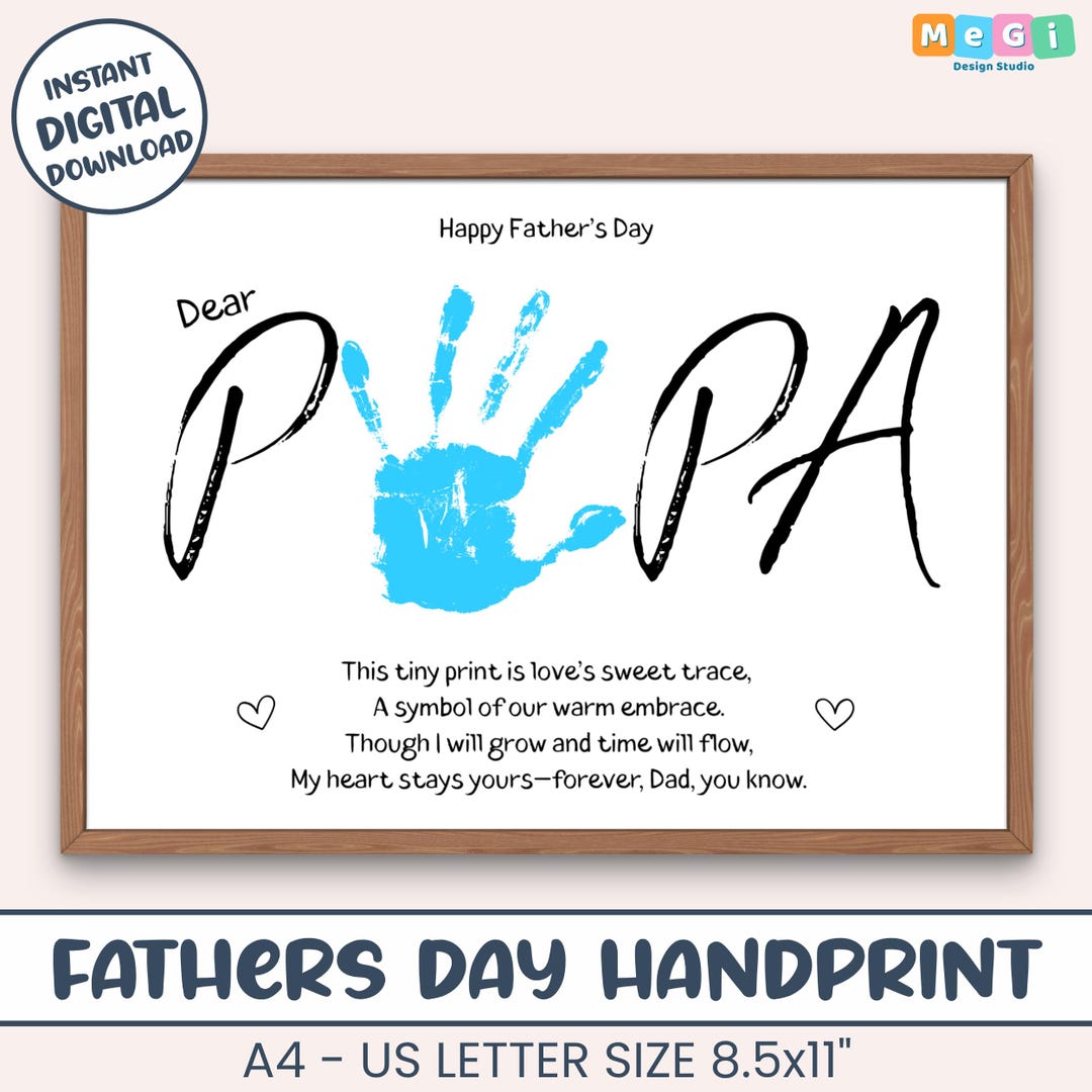 Fathers Day Handprint Craft Papa, Printable Baby Handprint Poem, DIY ...